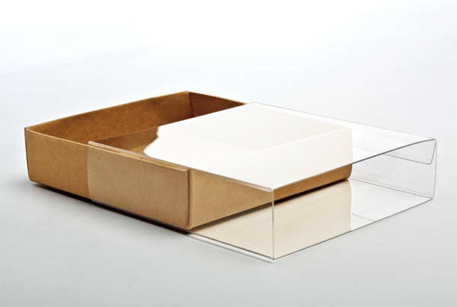 25 Kraft Paper Box Bases With Clear Sleeves, A2 Size, 4 1/2" X 1" X 6 ...