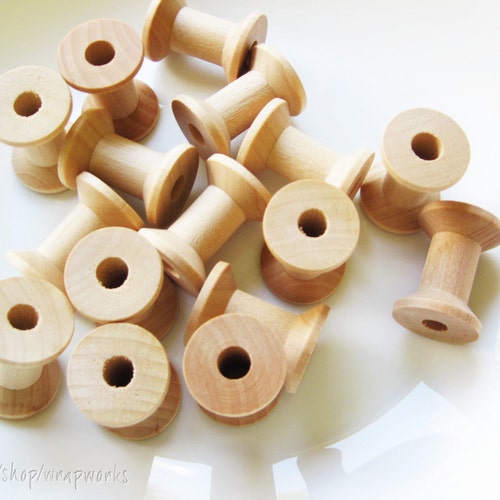 25 Wooden Spools 1 1/8 X 7/8 Inch Wood Bobbin for Crafting - Etsy
