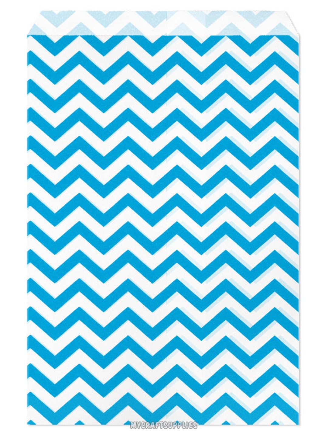 100 Blue Chevron Paper Bags 5x7 Inches Blue Chevron Party - Etsy