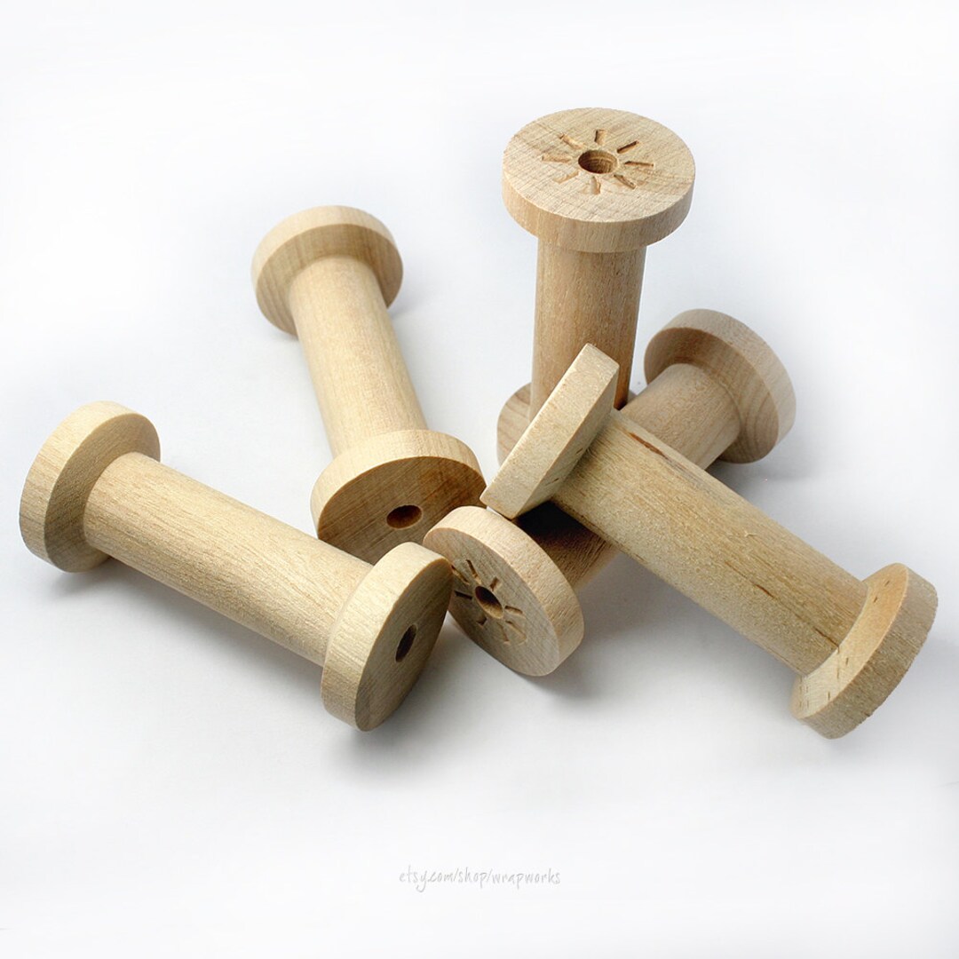 50 Slender Wood Spools 2 3/4 X 1 1/4 Inches, Unfinished Wood Spool ...