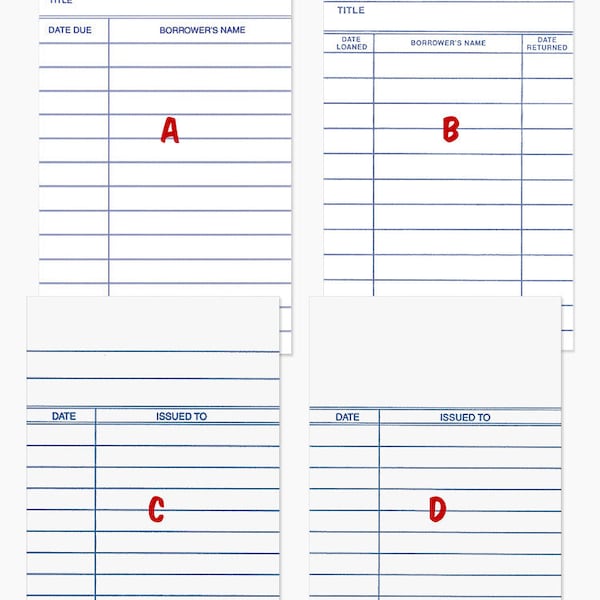 Blank Library Cards - Etsy