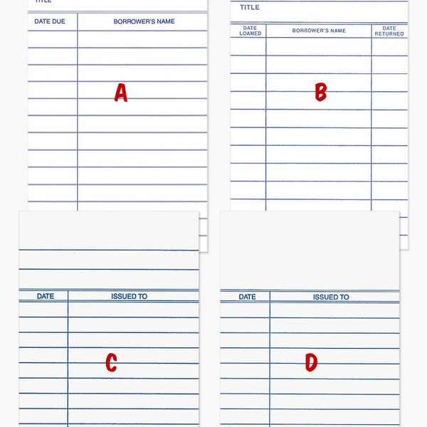 Library Checkout Due Date Cards - Etsy