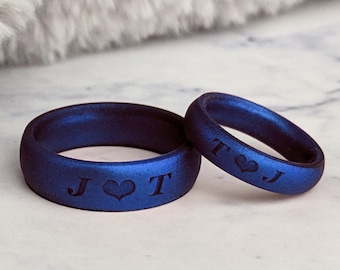 Engraved Silicone Ring for Men Women, Personalized Silicone Wedding ...