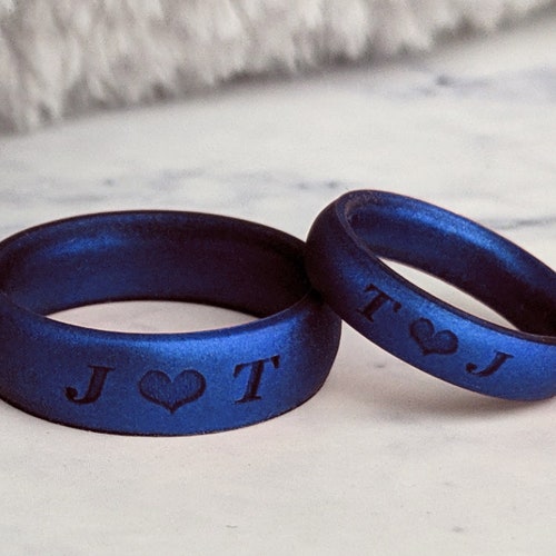 Personalized Mens Silicone Wedding Ring Band Engraved Flexible - Etsy