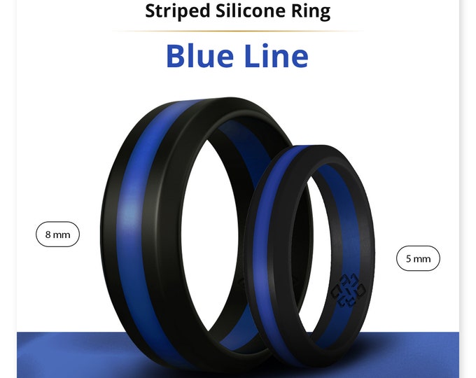 Thin Blue Line Silicone Ring Men Women, Thin Blue Line Gifts, Rubber ...