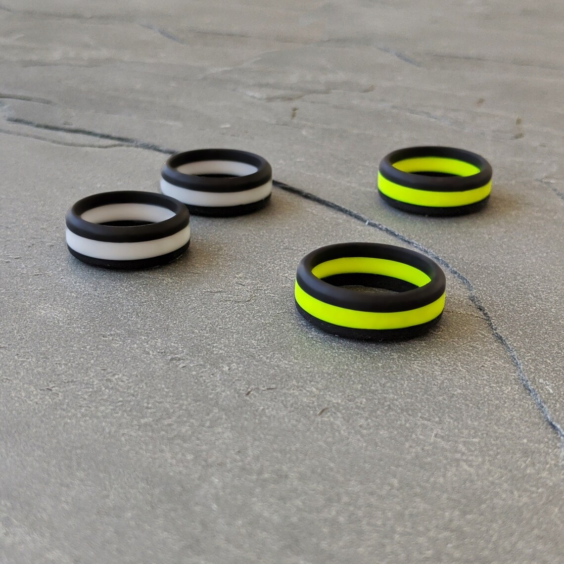 Neon Yellow & Black Silicone Ring for Men Bevel Neon Stripe | Etsy