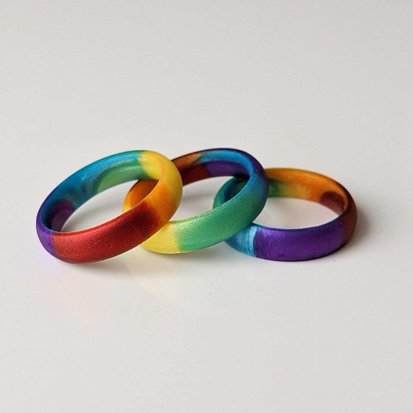 Rainbow Silicone Ring for Women, Colorful Satin Finish Ring, Fashion ...