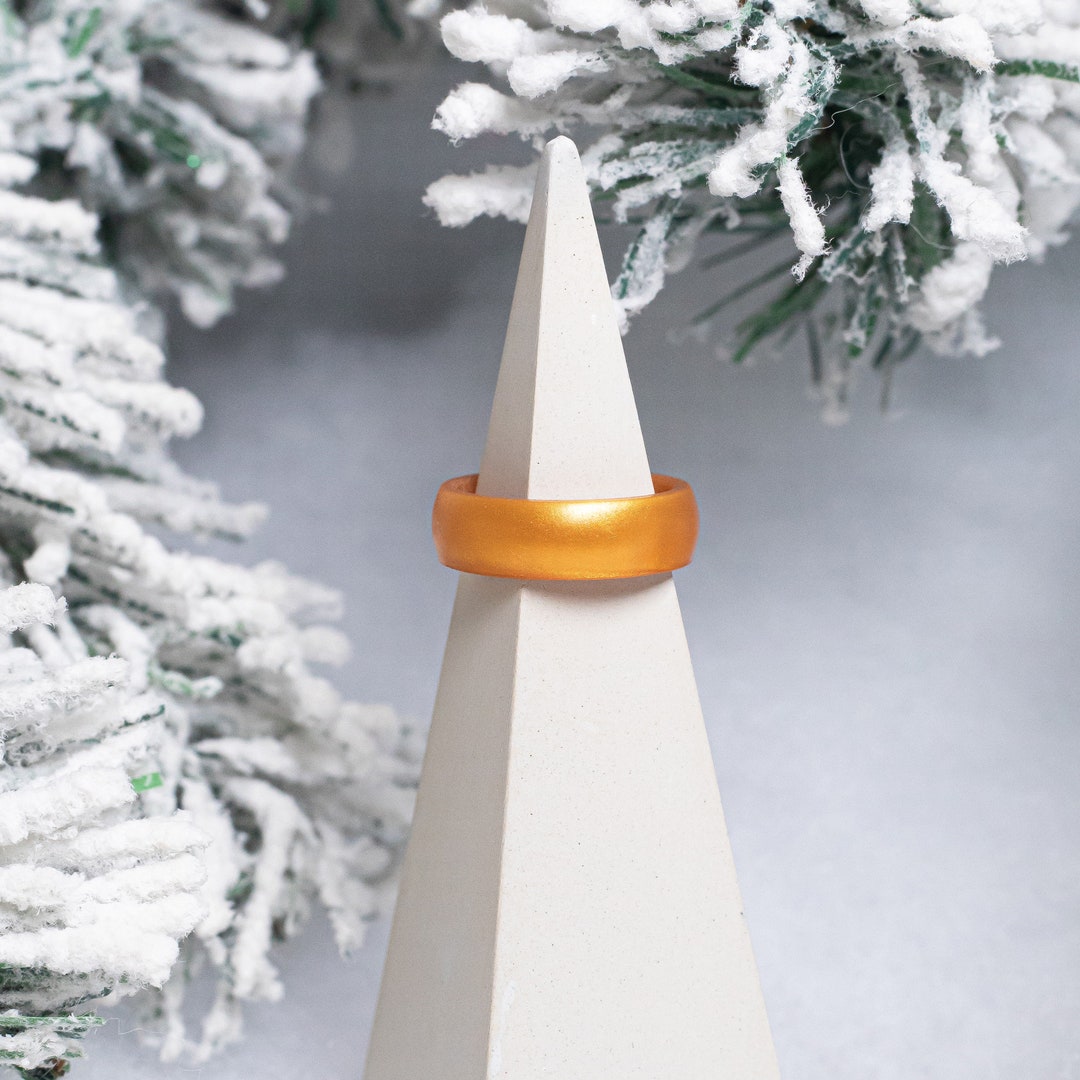 Gold Silicone Ring Man Woman, Gold Breathable Silicone Wedding Bands ...