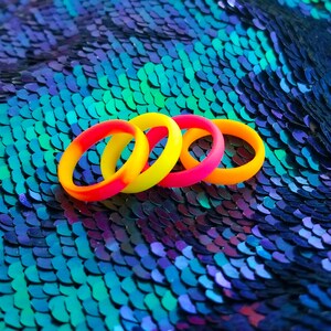 Neon Bright Orange Silicone Ring for Women, Breathable Rubber Band ...