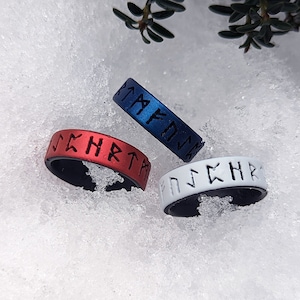 Runes Silicone Ring - Personalized Runic Wedding Ring Men Engagement ...