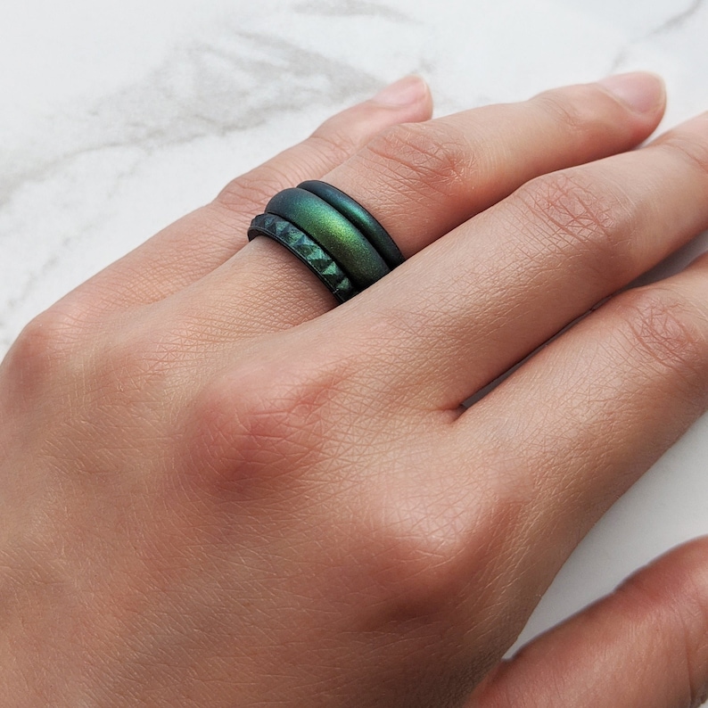 Emerald Green Enchanted Forest Silicone Ring for Couples - Etsy