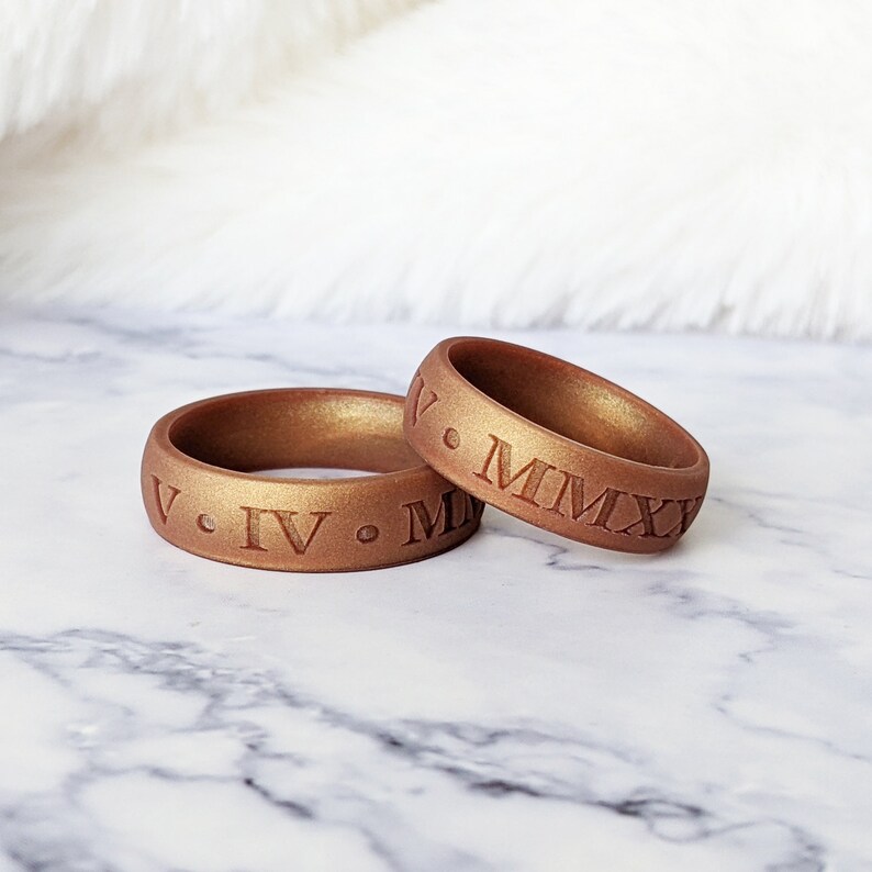 Custom Engraved Silicone Ring Men Women Gold or Silver - Etsy