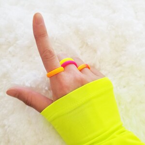 Neon Bright Orange Silicone Ring for Women, Breathable Rubber Band ...