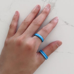 Sky Blue Silicone Ring Women 4mm, Womens Light Blue Silicone Wedding ...