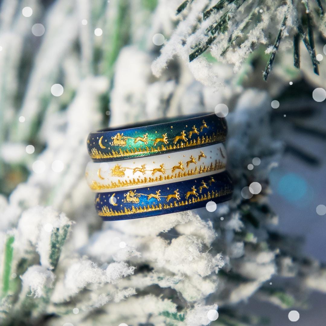 Santa's Sleigh Silicone Ring, Christmas Gift Silicone Ring ...