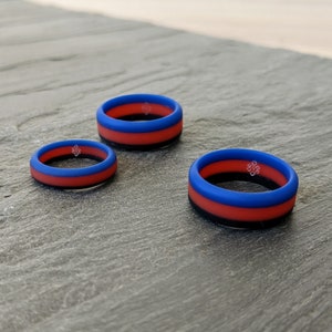 Blue Red Black Silicone Ring for Men and Women Unisex, Polyamorous Ring ...
