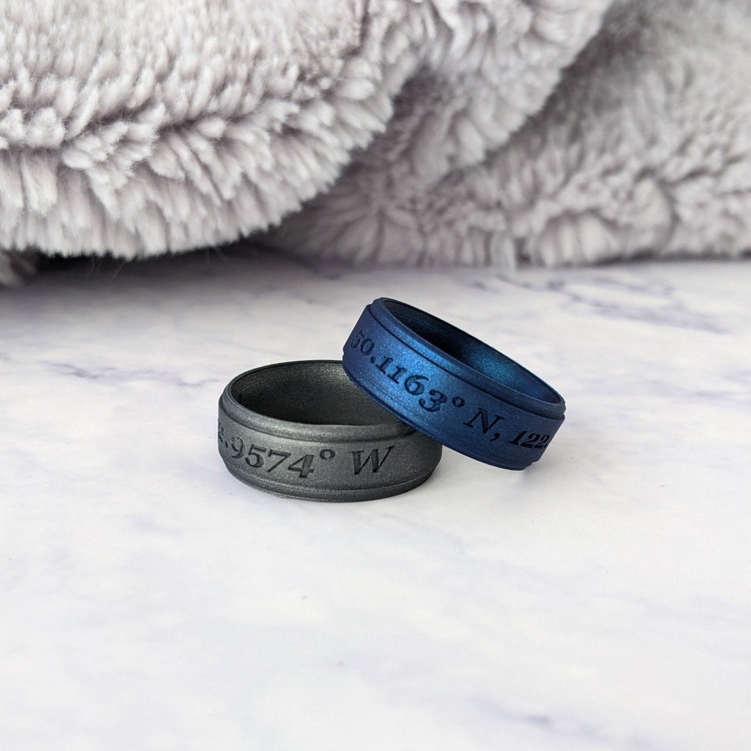 Custom Engraved Silicone Ring for Men, Personalized Silicone Wedding ...