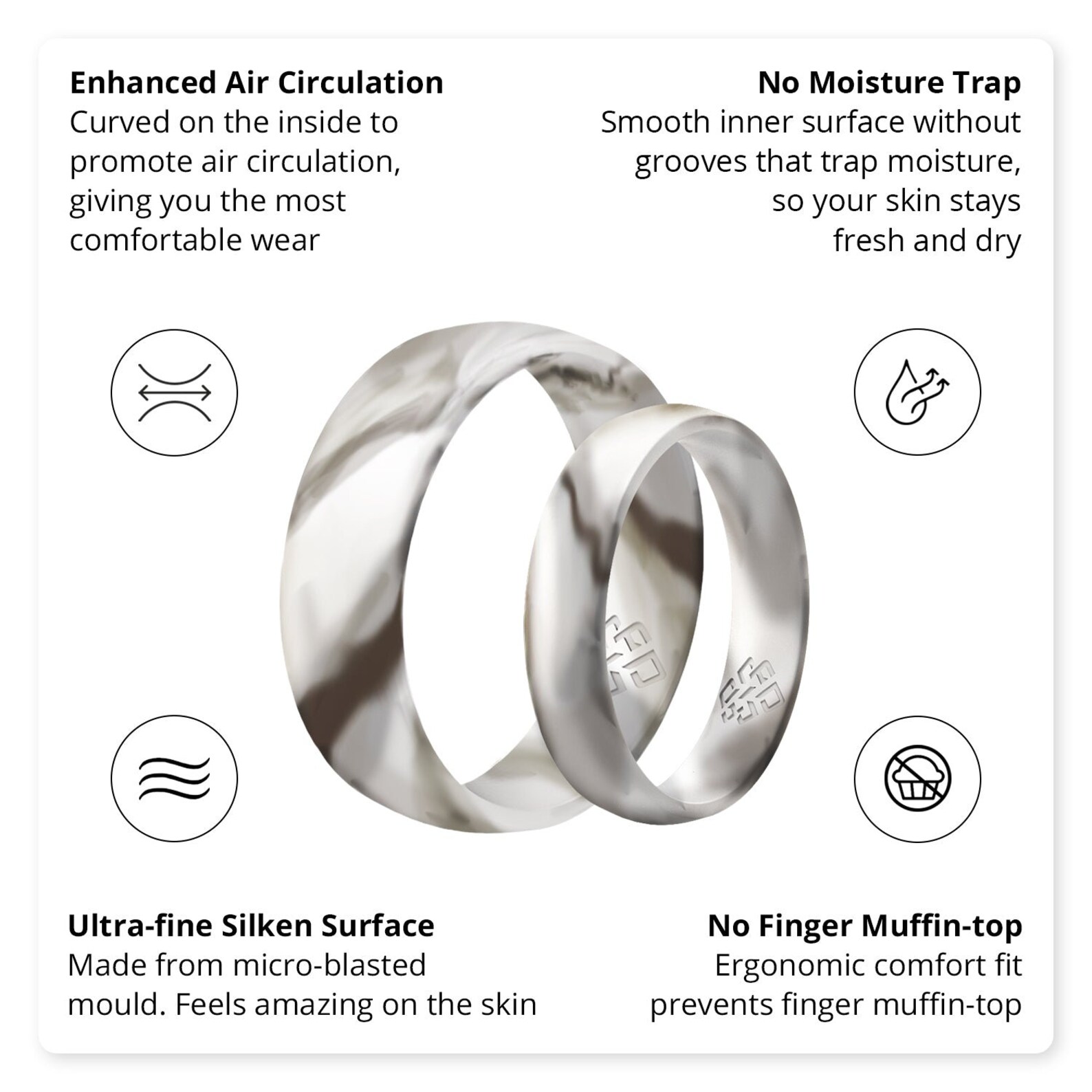 White Marble Silicone Rings for Women & Men Matching His - Etsy