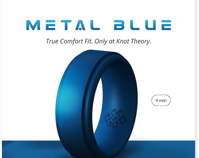 Breathable Blue Silicone Ring Men Metallic Midnight Navy Blue - Etsy