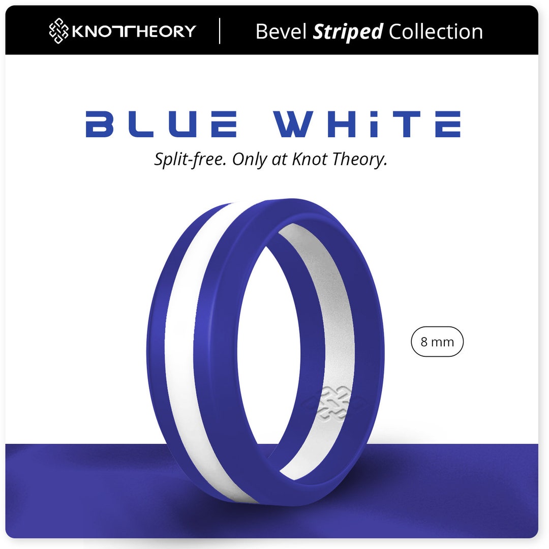 Silicone Ring Men Blue White Stripe, Safe Thoughtful Paramedic First ...