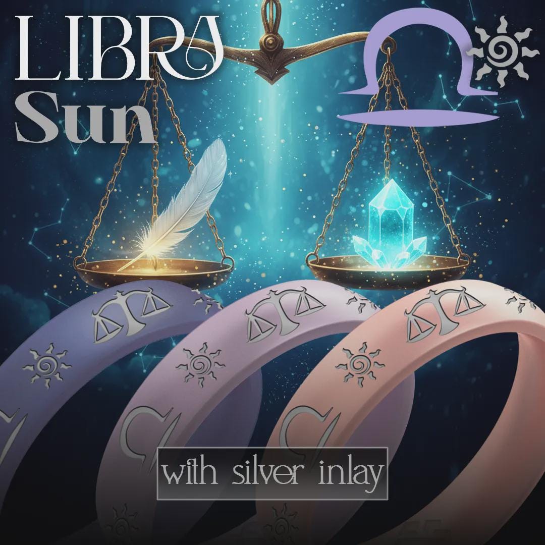 Libra Silicone Ring With Silver Inlay - Sun Sign Zodiac Ring Band ...