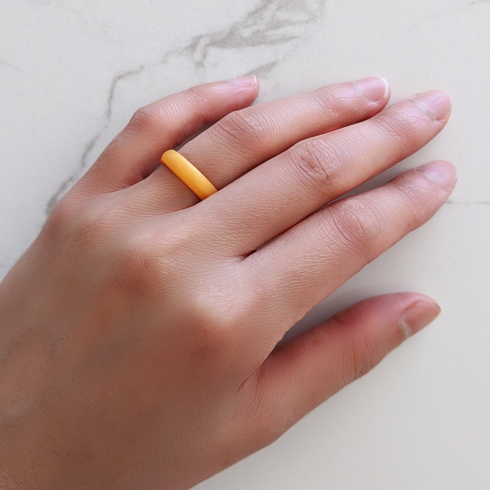 Orange Comfortable Silicone Ring for Women 4mm Birthday | Etsy