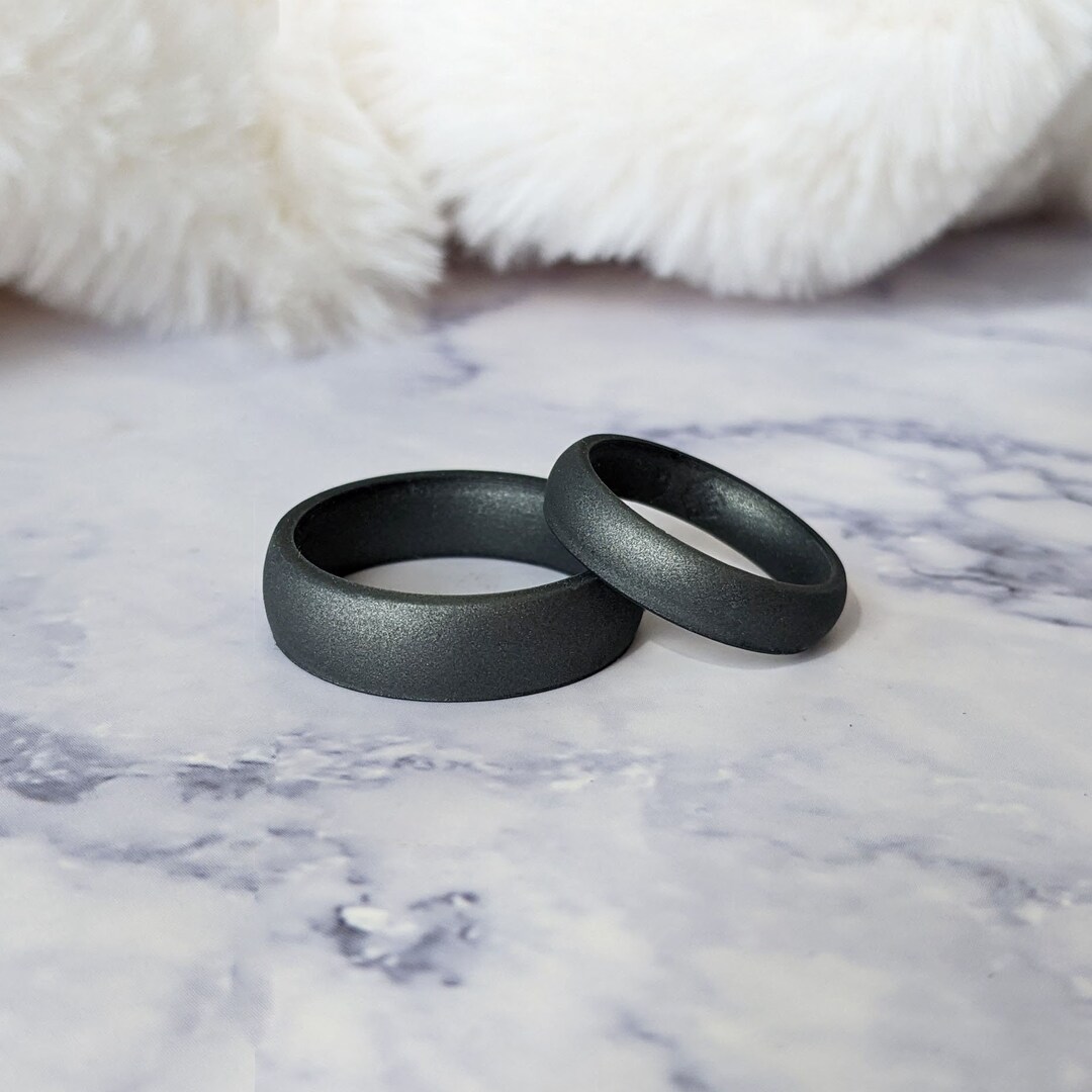 Dark Silver Silicone Ring Man, Silicone Wedding Ring Band, Mens ...