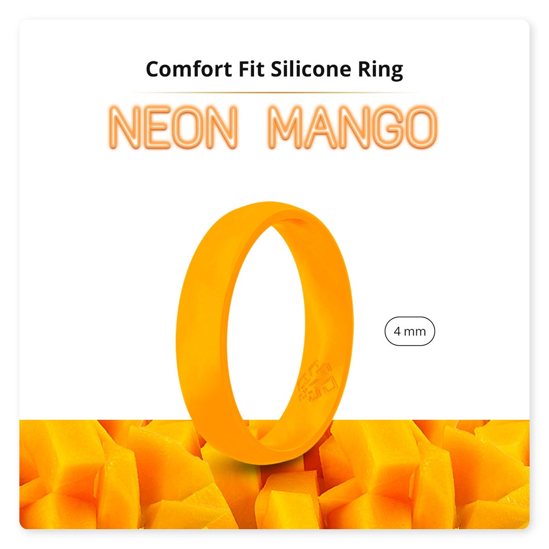 Neon Bright Orange Silicone Ring for Women, Breathable Rubber Band ...