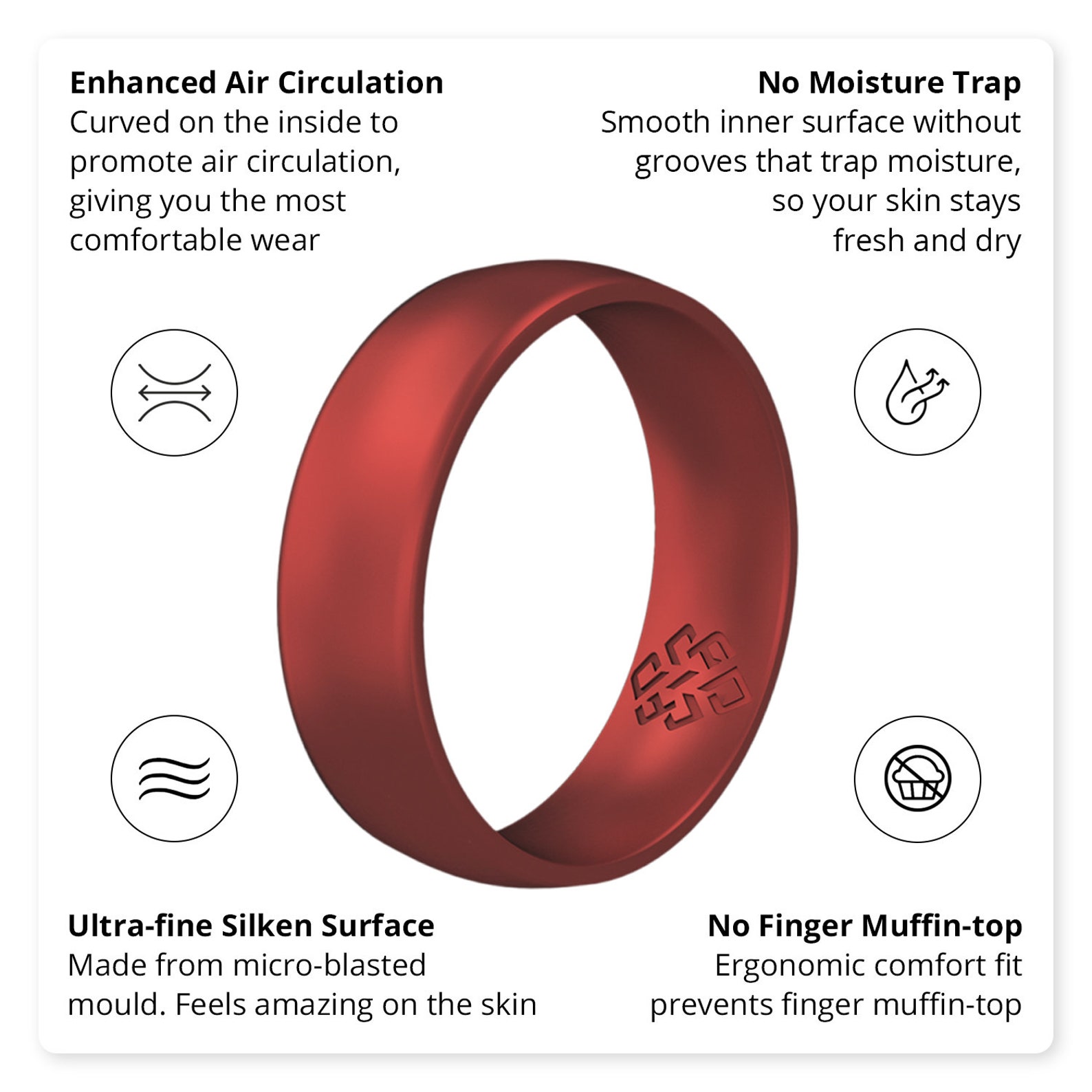 Metallic Red Silicone Rings for Women and Men Breathable - Etsy
