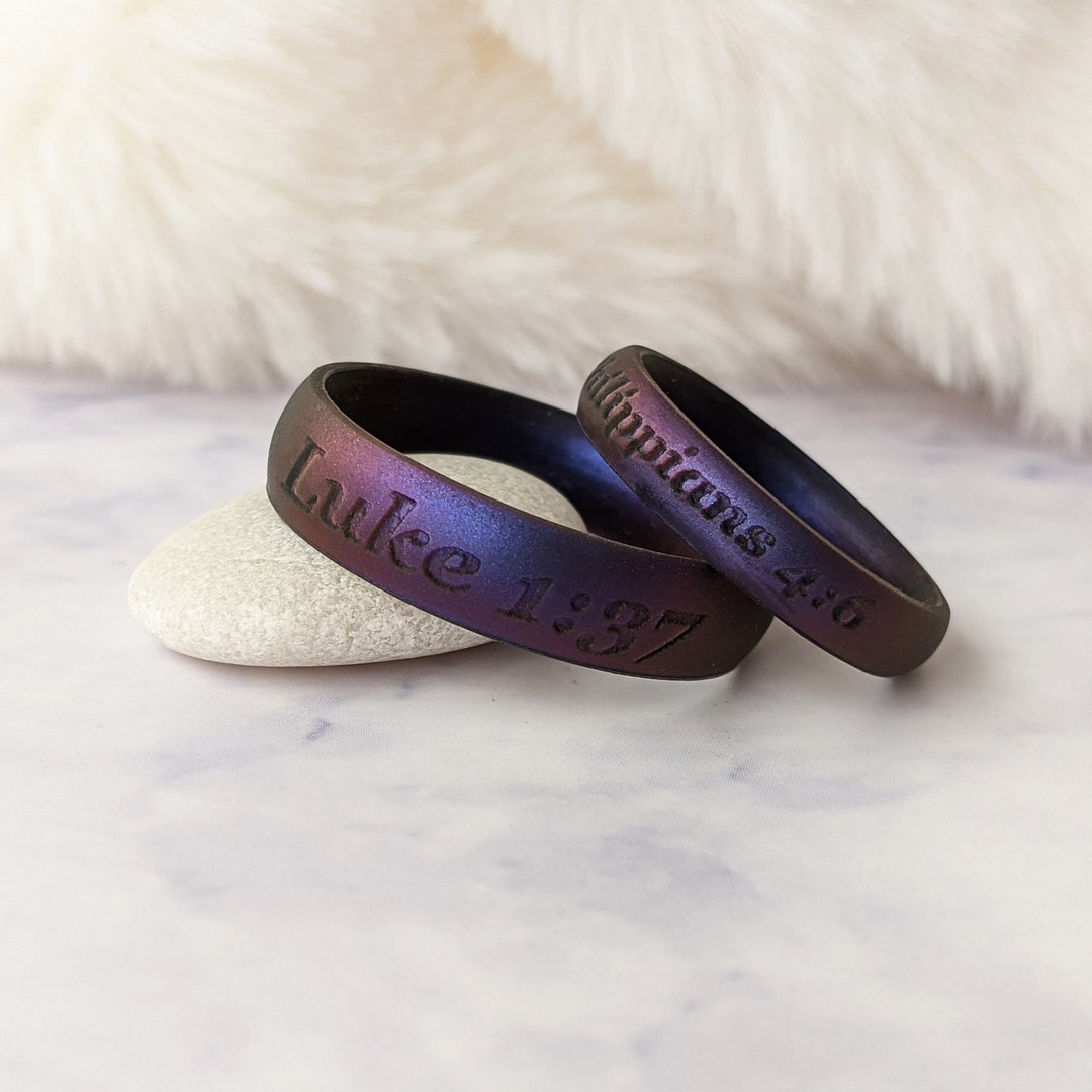 Custom Engraved Silicone Ring for Men Women, Bible Verse Silicone ...