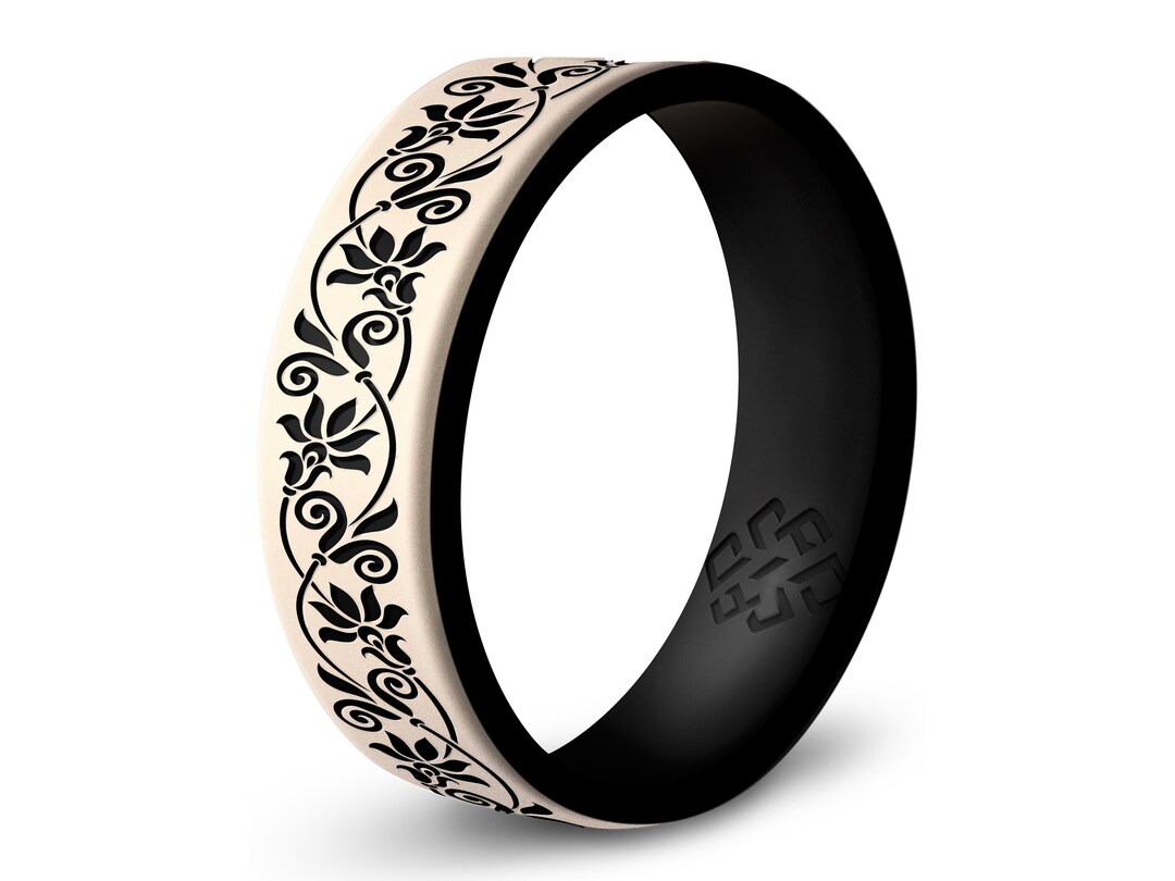 Floral Vine Silicone Ring Women Rose Gold, Champagne, Lavender Purple ...