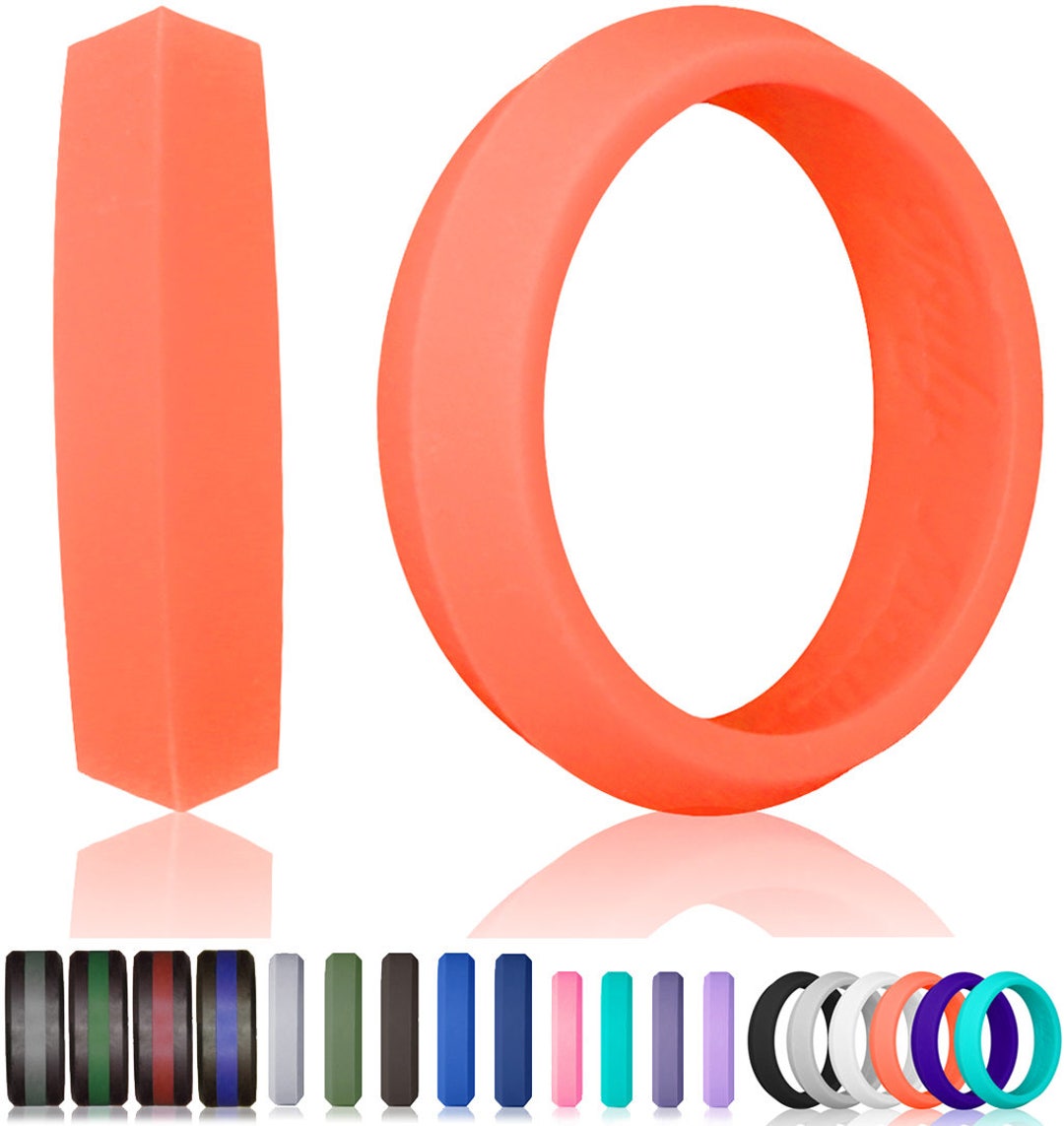 Coral Orange Silicone Ring for Women - Flexible, Comfortable ...