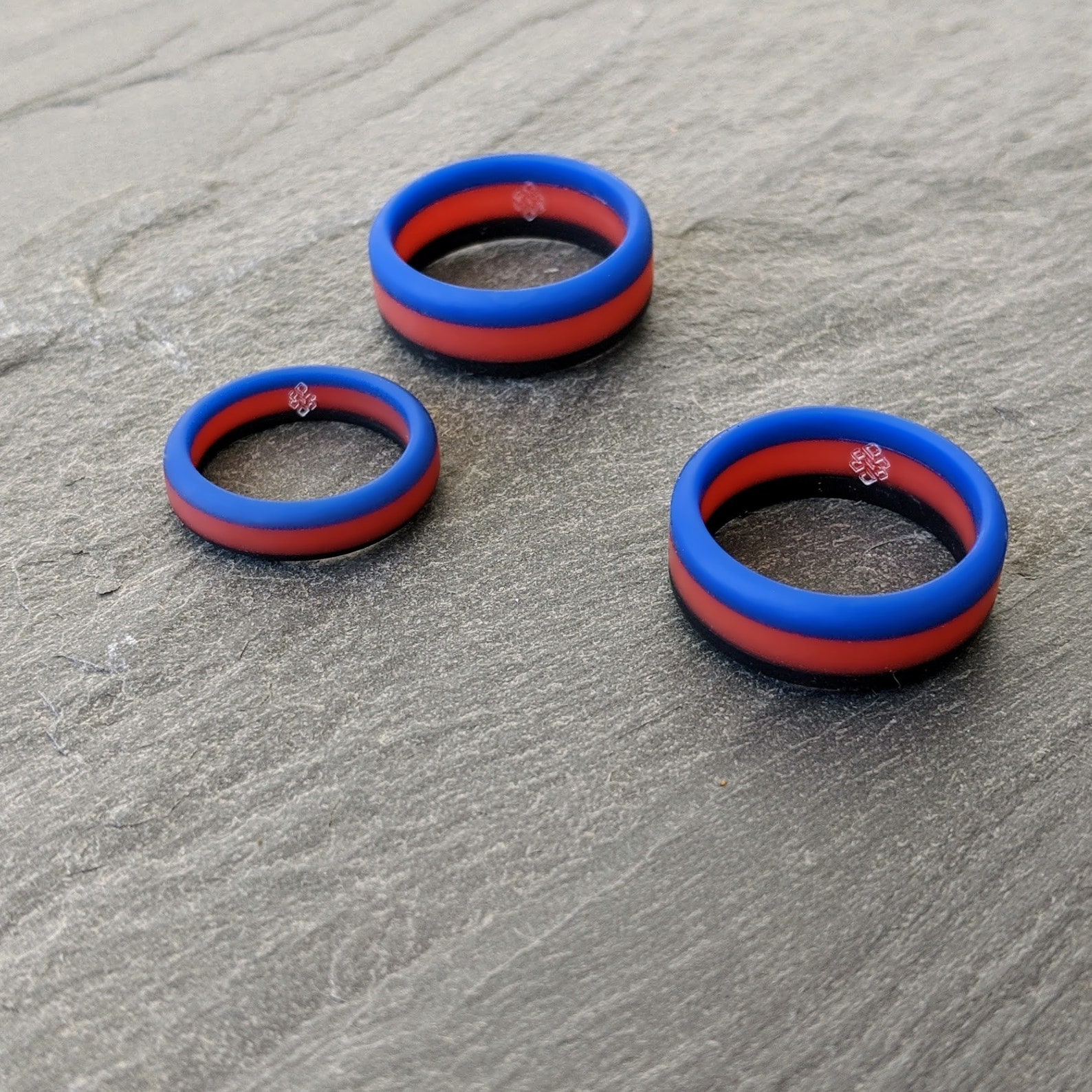 Blue Red Black Silicone Ring for Men and Women Unisex, Polyamorous Ring ...