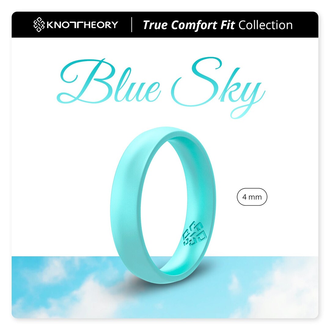 Sky Blue Silicone Ring Women 4mm, Womens Light Blue Silicone Wedding ...