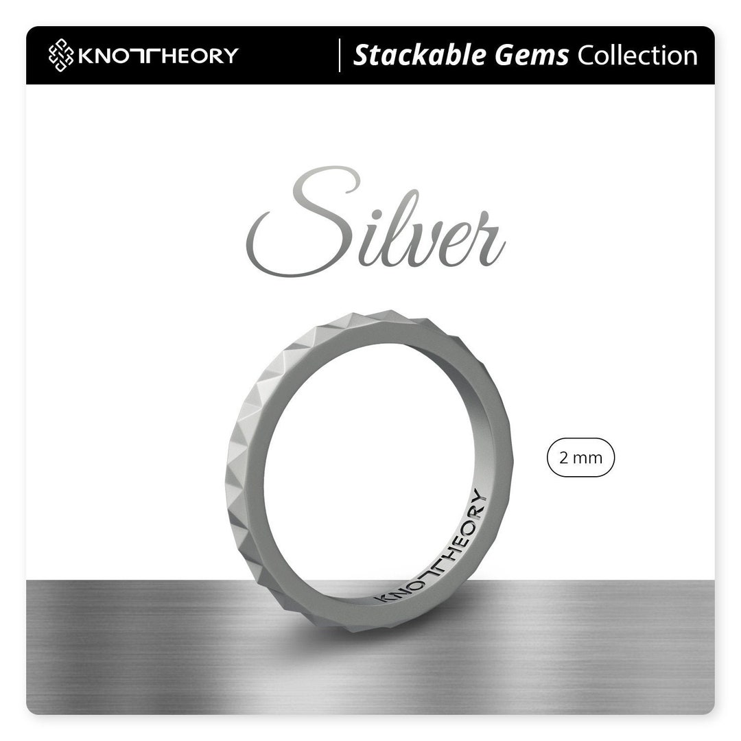Pyramid Stackable Gem in Silver - Thin Slim Silicone Ring Women - Etsy