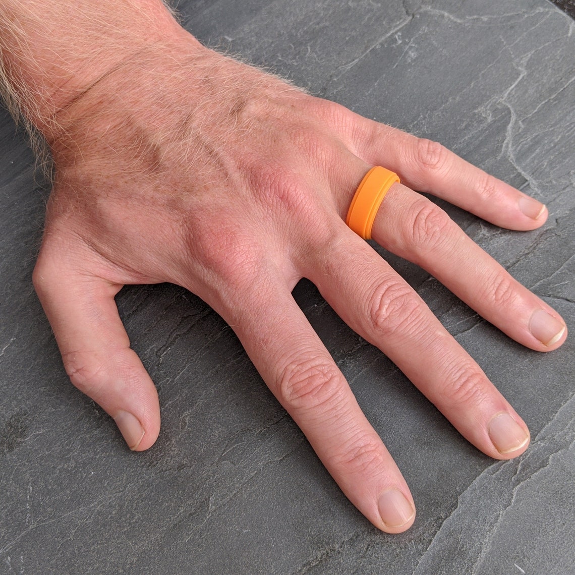 Orange Silicone Ring for Men Step Edge 9mm Wide Mens Rubber | Etsy