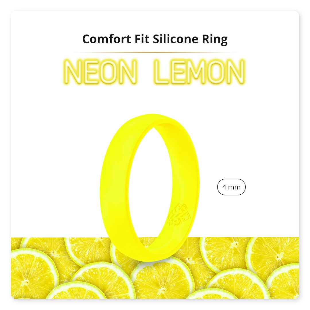 Neon Yellow Green Silicone Ring for Women Breathable Rubber Band ...