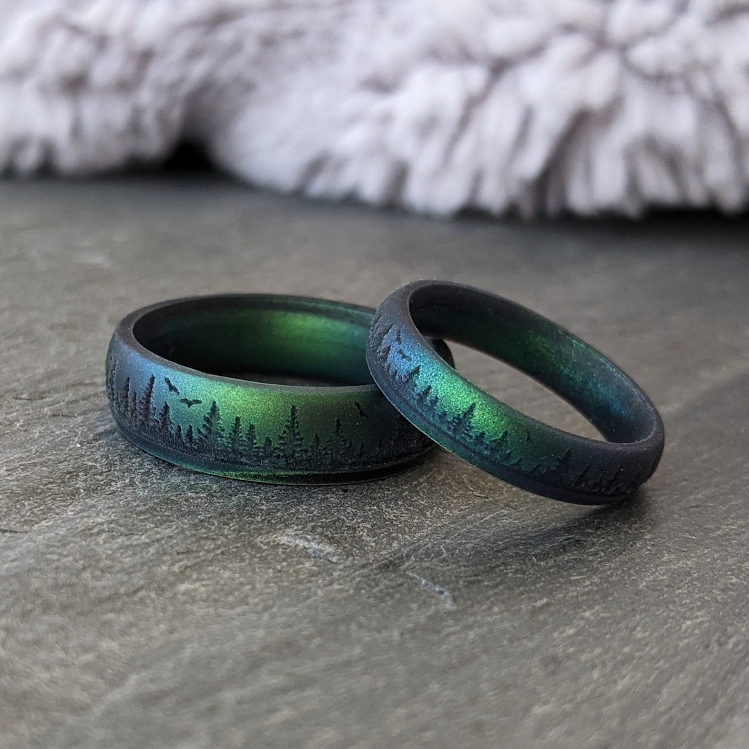 Forest Ring Silicone Ring, Personalized Tree Hugger Green Ring Gift Him ...