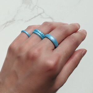 Sky Blue Silicone Ring Women 4mm, Womens Light Blue Silicone Wedding ...