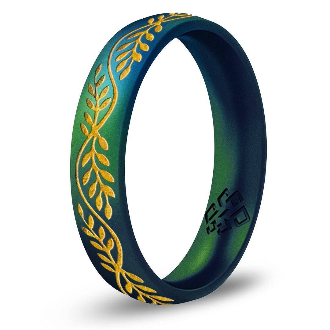 Laurel Silicone Ring for Women in Enchanted Forest,pearl White, or Dark ...