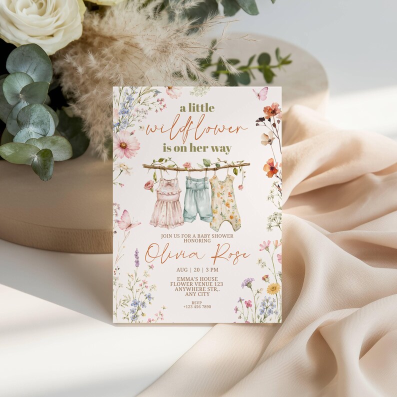 Wildflower Boho Baby Shower Invitation Girl, A Little Wildflower ...