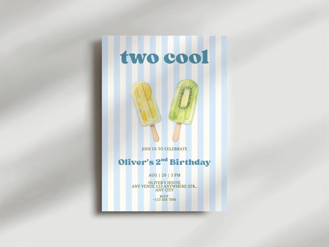 Popsicle Boy 2nd Birthday Invitation, Two Cool Summer Party Invite ...