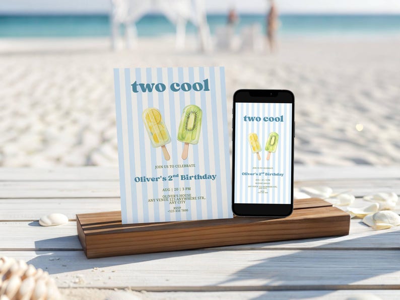 Popsicle Boy 2nd Birthday Invitation, Two Cool Summer Party Invite ...