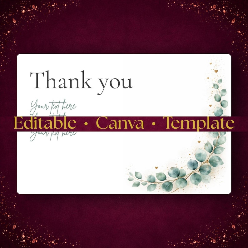 Eucalyptus Wedding Thank You Card Template | Botanical Greenery ...