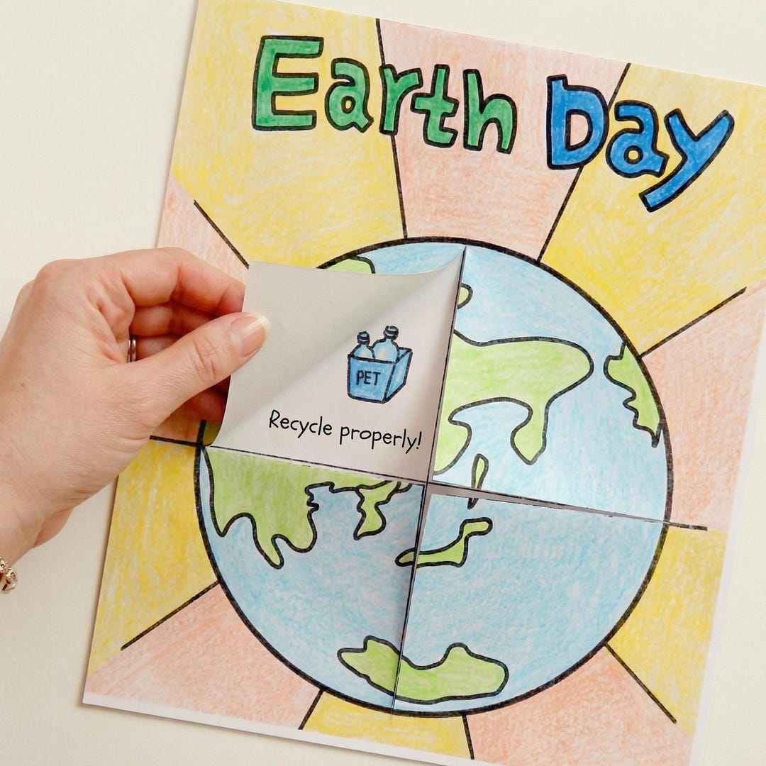 Earth Day Coloring Craft Printable | Lift the Flap Activity | Kids ...