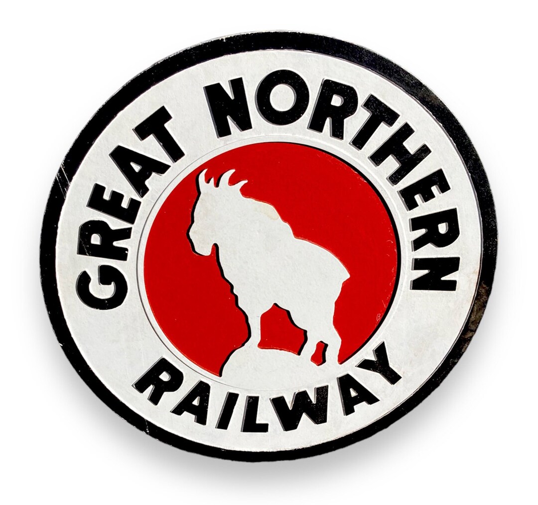 Vintage 24 Wooden Great Northern Railway Round Wood Sign Goat Ram Train ...