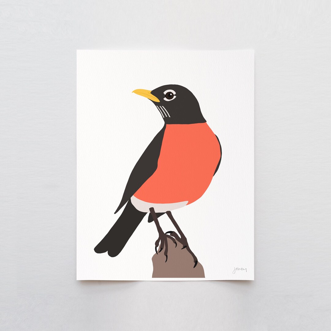 Red Breasted Robin Art Print – Signed Spring Bird Illustration by Jorey ...