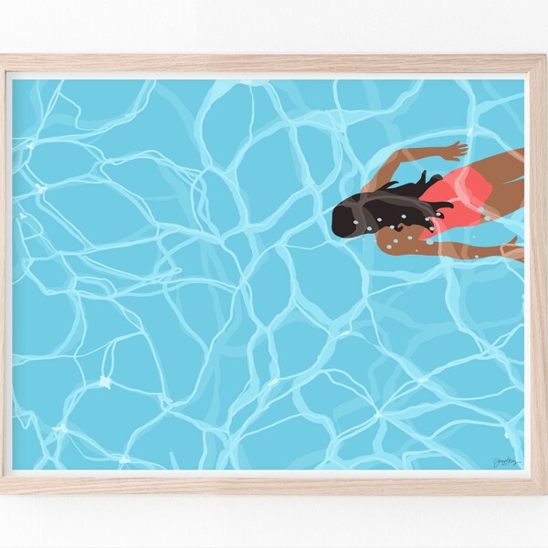 Swimming Print - Etsy