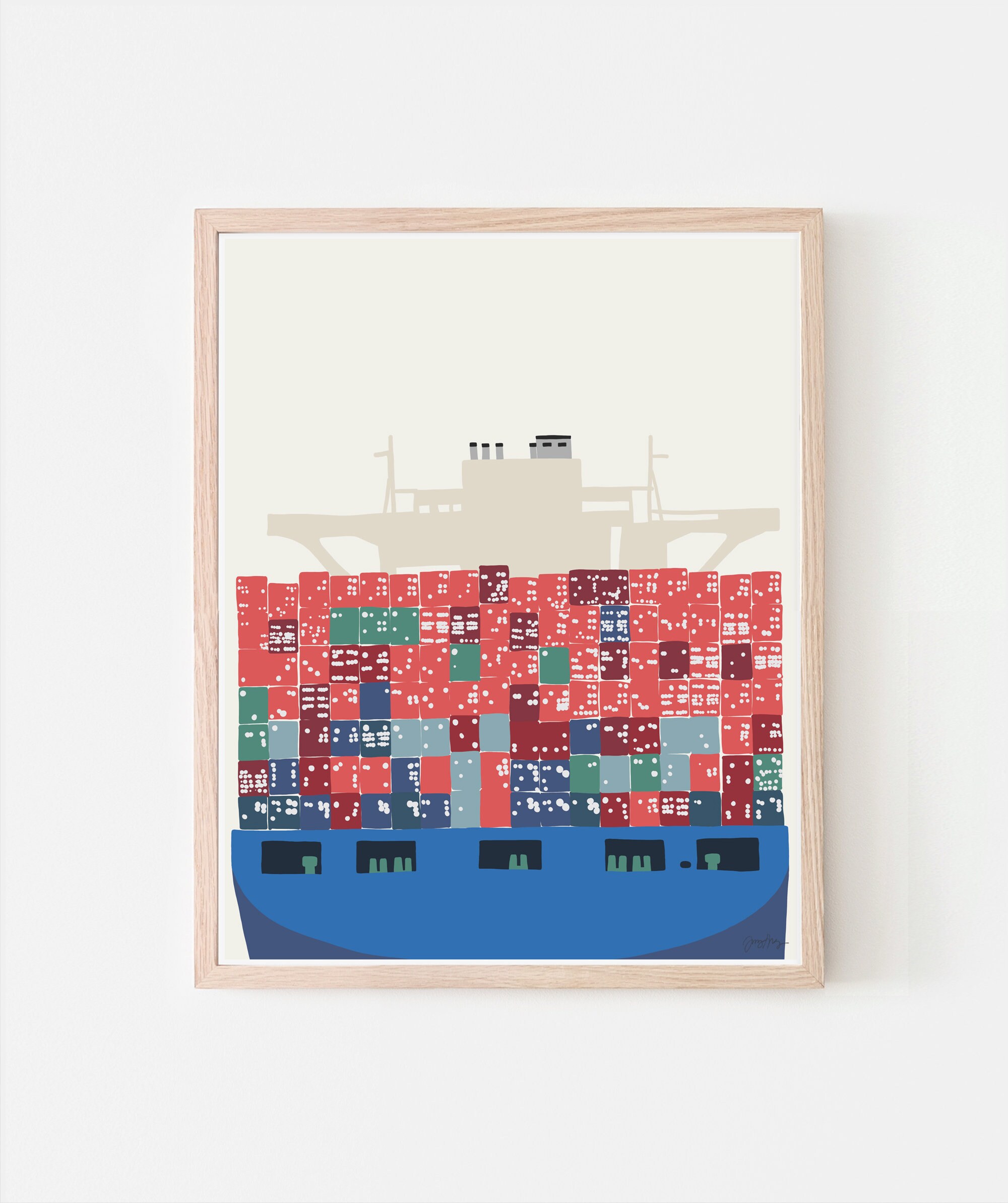 Container Ship Art Print. Signed. Available Framed or Unframed ...