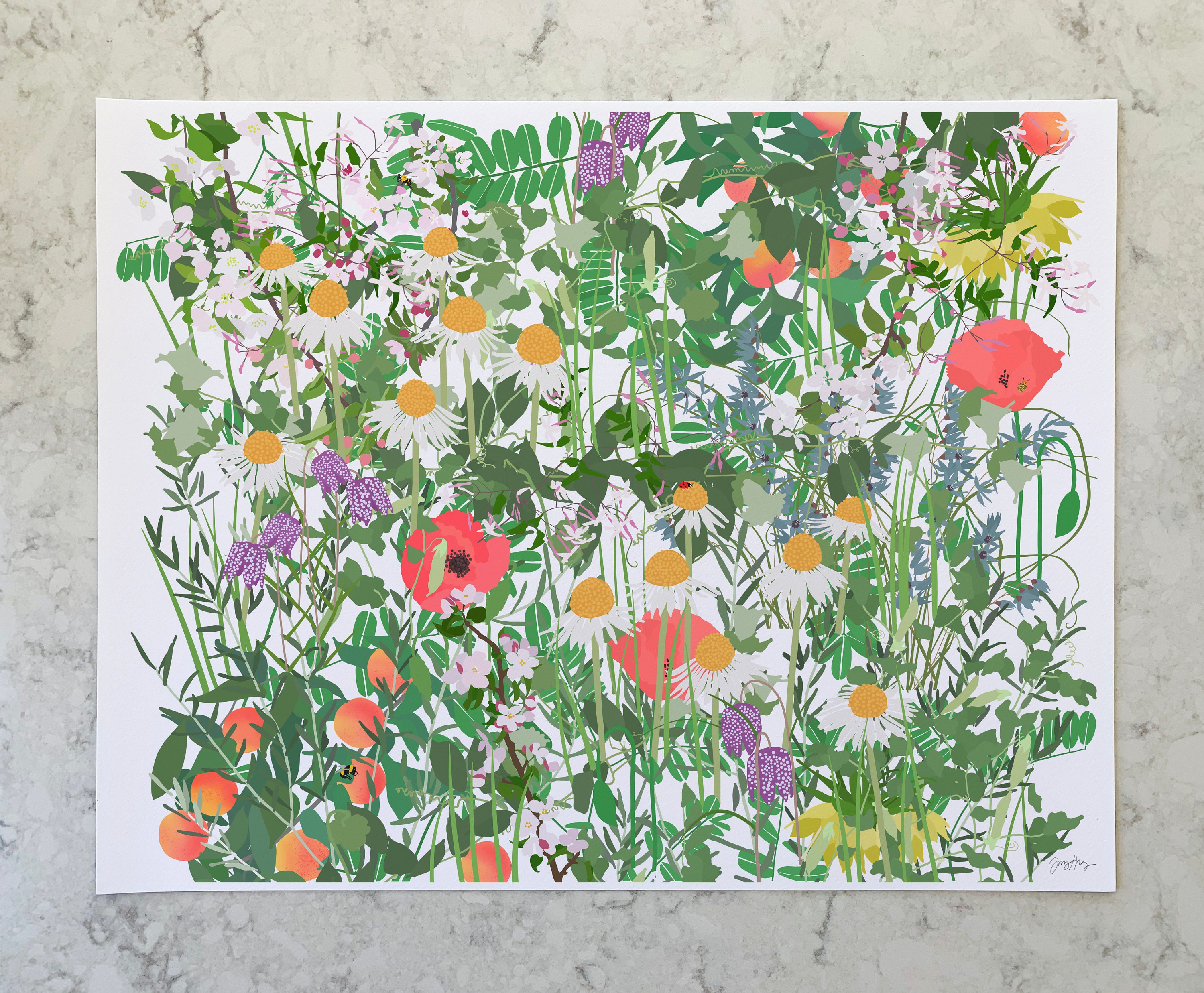 Mille Fleur Art Print. Available Framed or Unframed. Multiple Sizes ...